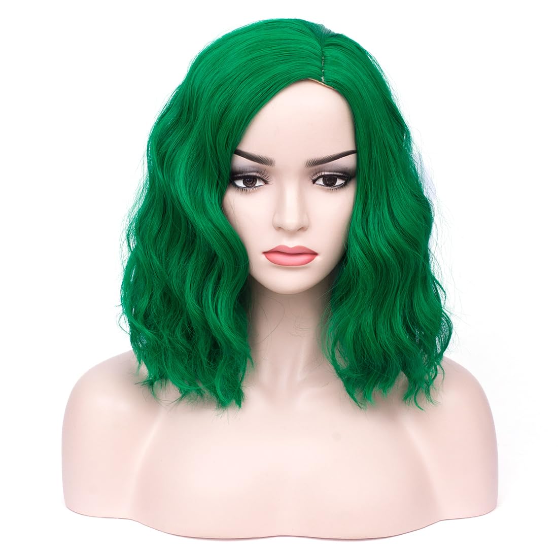 Amazon.com : MAGQOO Green Wig Women Girls Emerald Dark Green Bob Wig ...