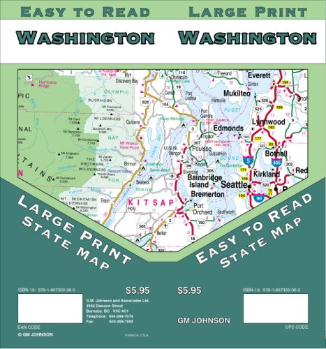 Washington Large Print State Map: GM Johnson & Associates Ltd ...