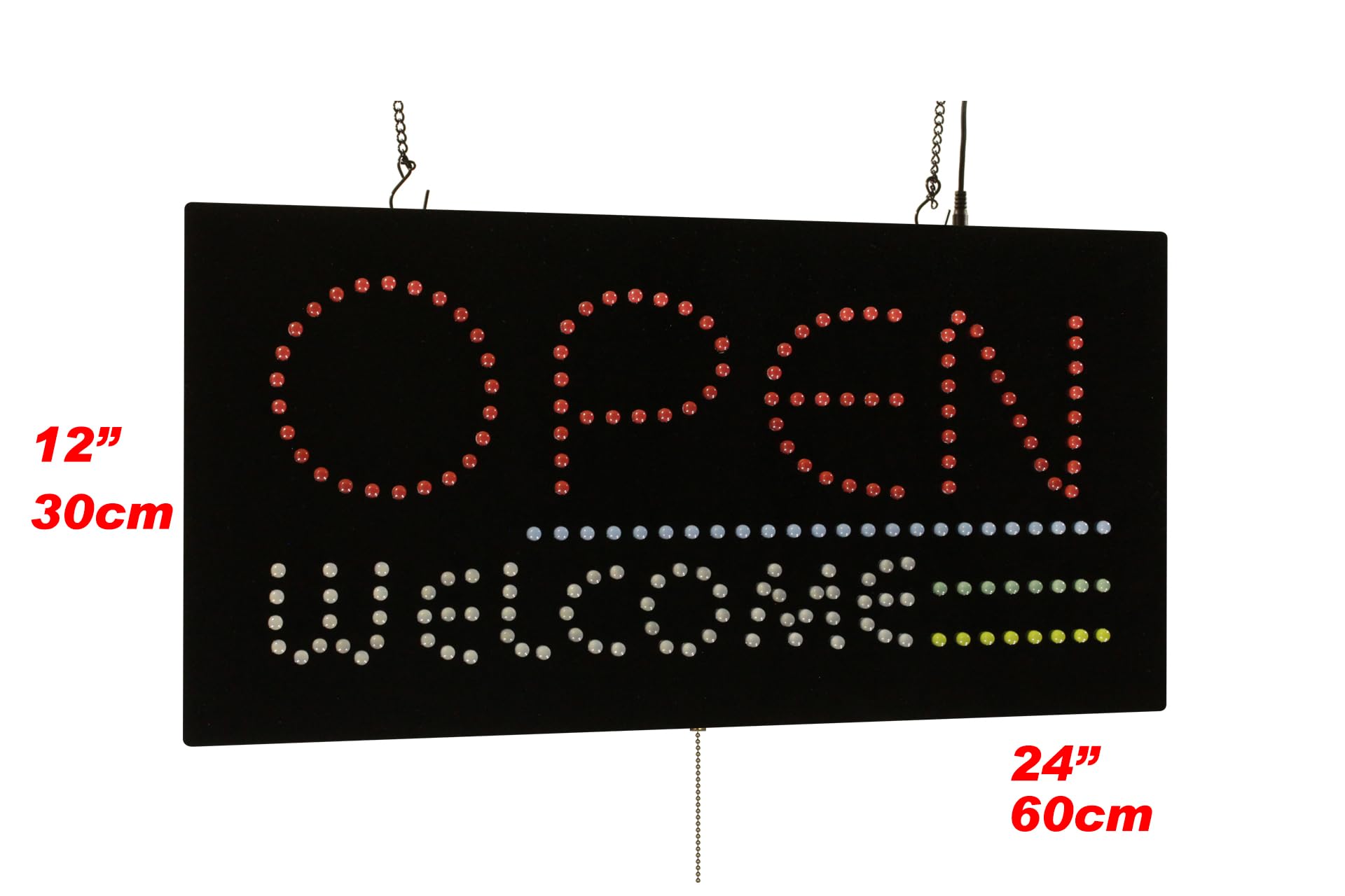 Open And Welcome Sign OPEN WALK INS WELCOME" (One Day Font) LED Neon