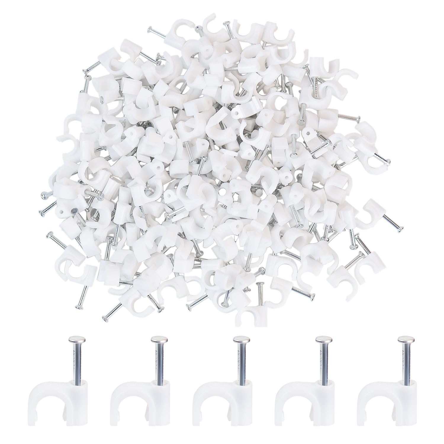 200 Pieces Cable Clips White Wire Nail Clips Ethernet Cable Wire Nails ...