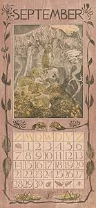 Amazon.com: September Calendar Sheet with Rabbits (1901) 9x20 UnFramed ...