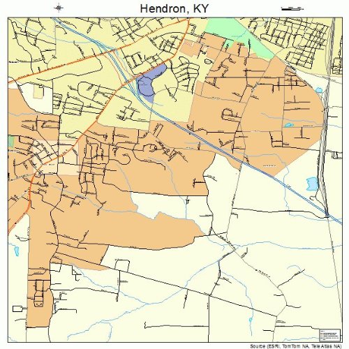 Large Street & Road Map of Hendron, Kentucky KY - Printed poster size ...