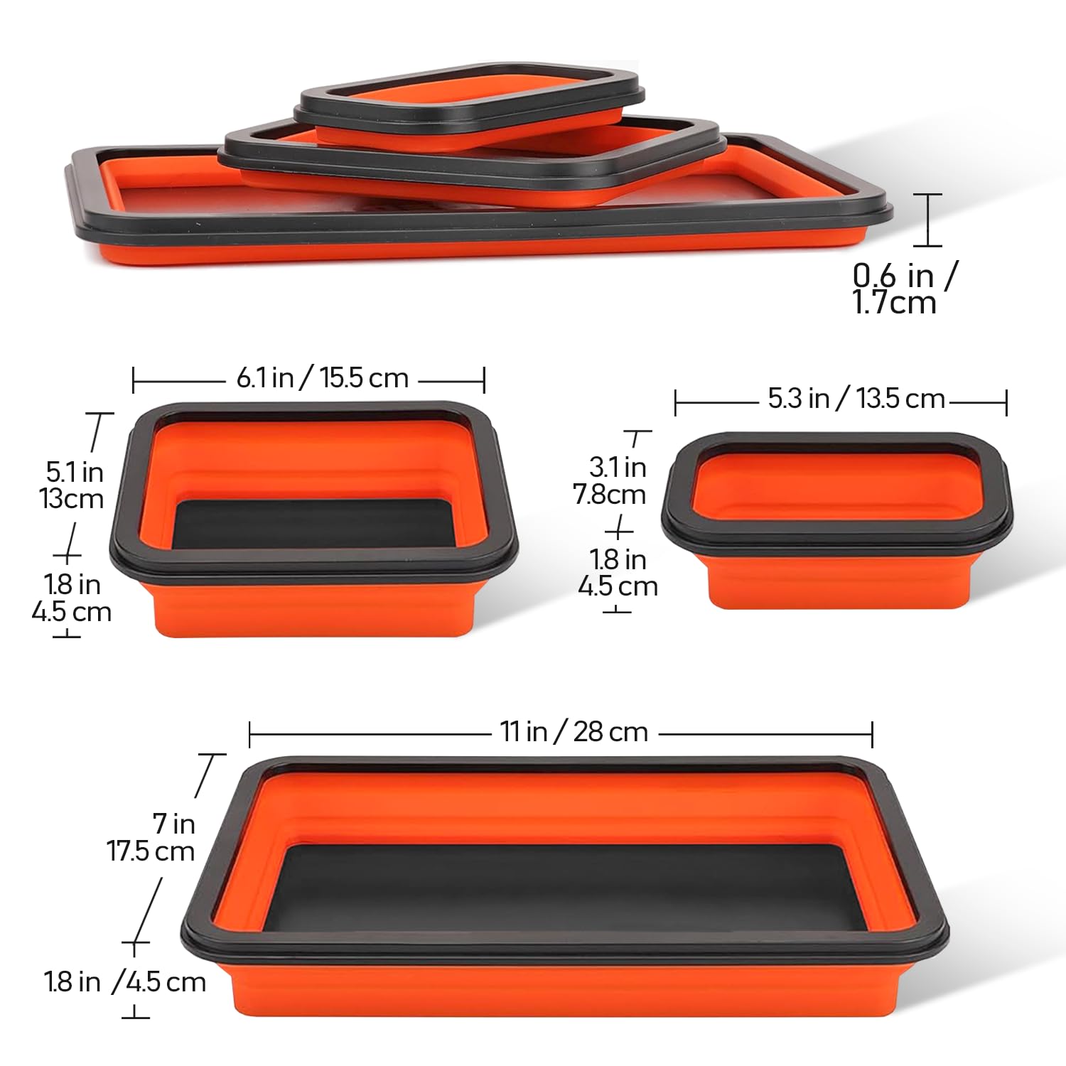 Snapklik.com : Collapsible Magnetic Parts Tray Set, 3 Different Size ...