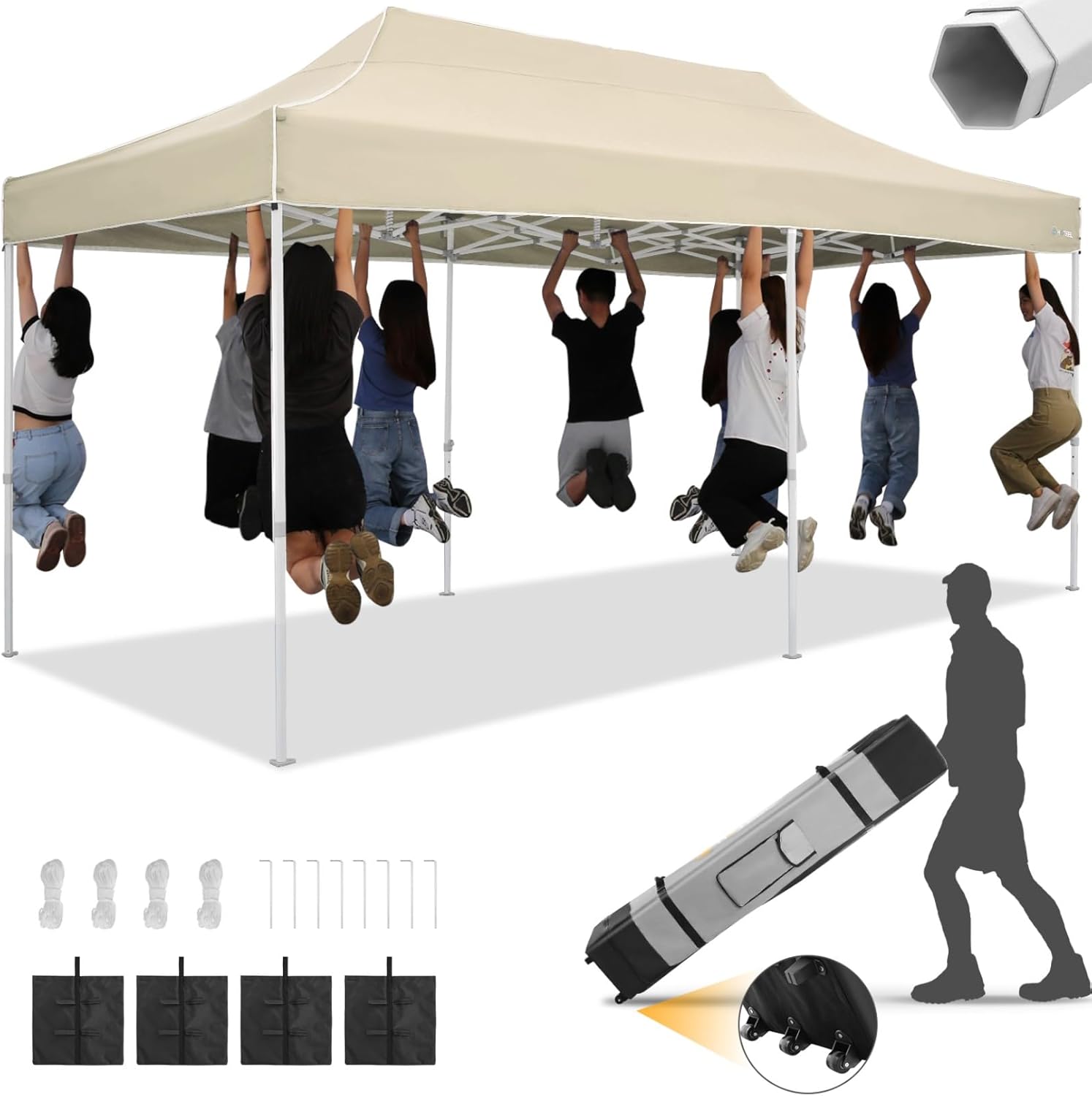 Amazon.com : HOTEEL 10x20 Heavy Duty Pop Up Canopy Tent Commercial ...