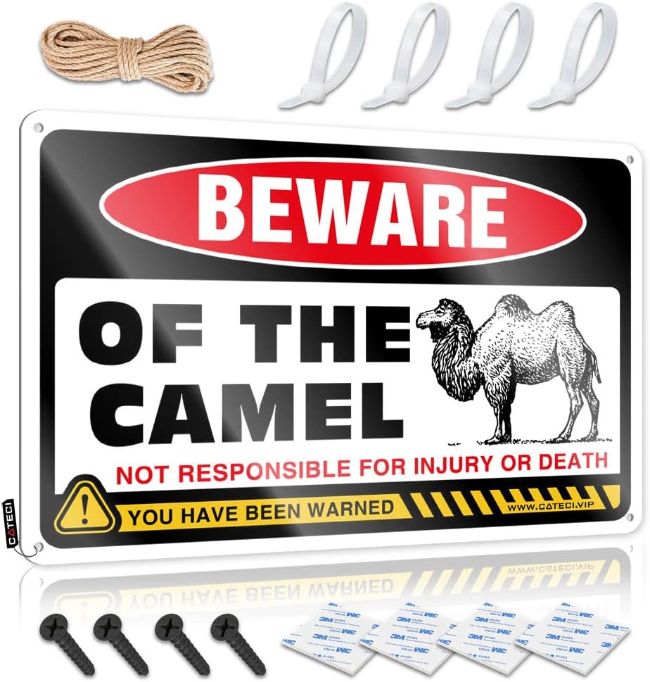 Funny Home Bar Signs Beware of Camel Tin Sign Outdoor Decoration Funny ...