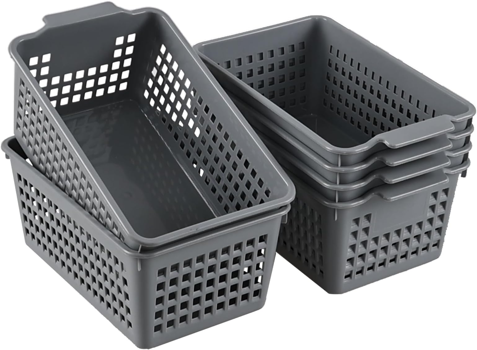 Amazon.com: Jnktka 6 Packs Plastic Small Storage Basket, Grey Storage ...