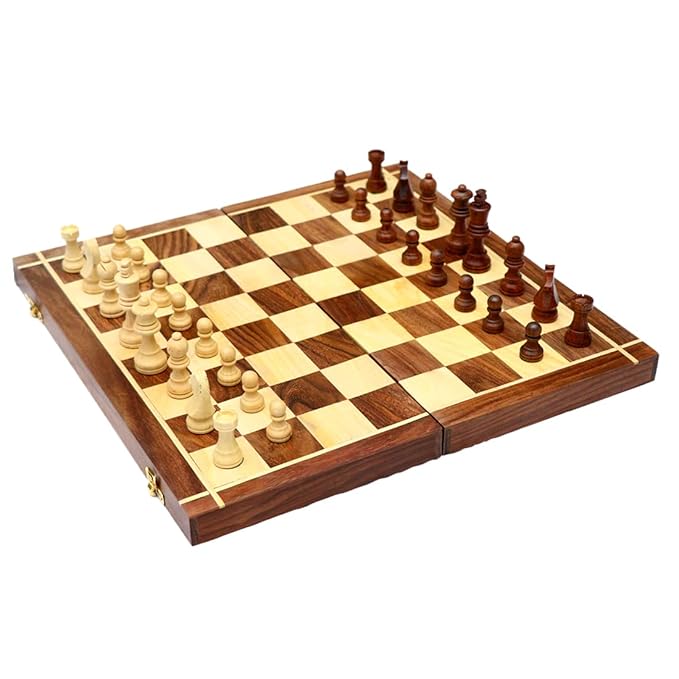 Buy Imperial Wooden Art Handcrafted Foldable Chess Board Set for Kids ...