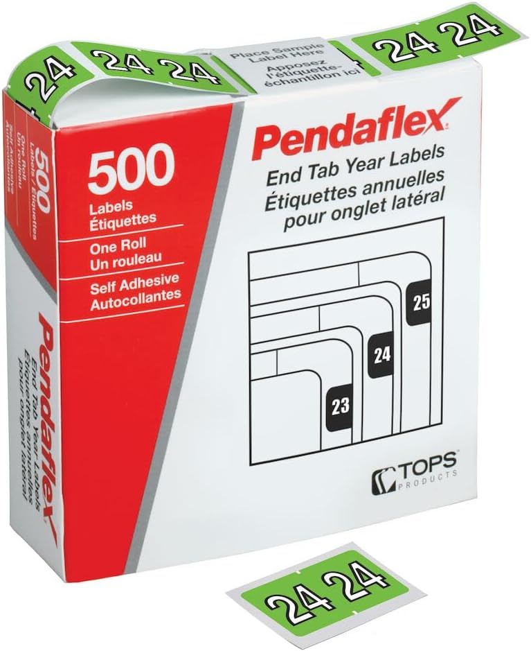 Pendaflex Labels, End Tab Year Filing Labels "2024", Self-Adhesive ...