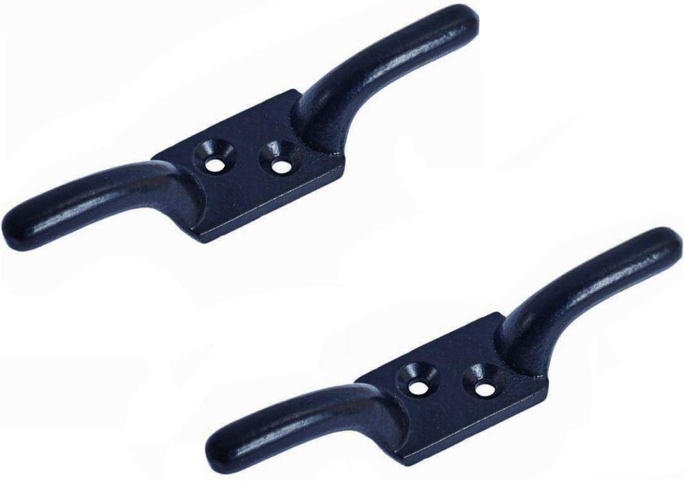 2X Heavy Duty 110mm Cleat Hooks - Metal Rope Tiebacks Pulley/Washing ...