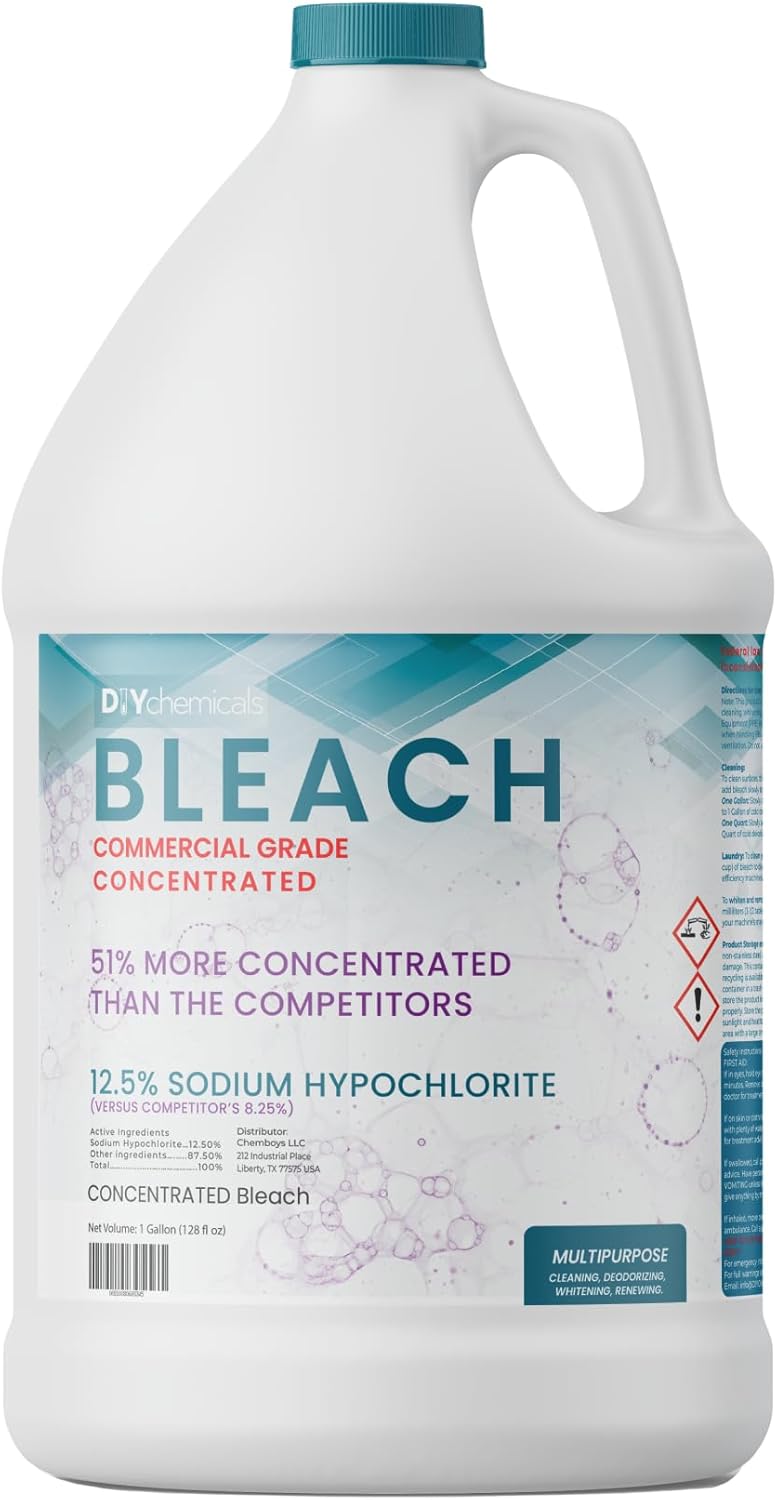 DIYChemicals Bleach - Concentrated Bleach (Sodium Hypochlorite 12.5% ...