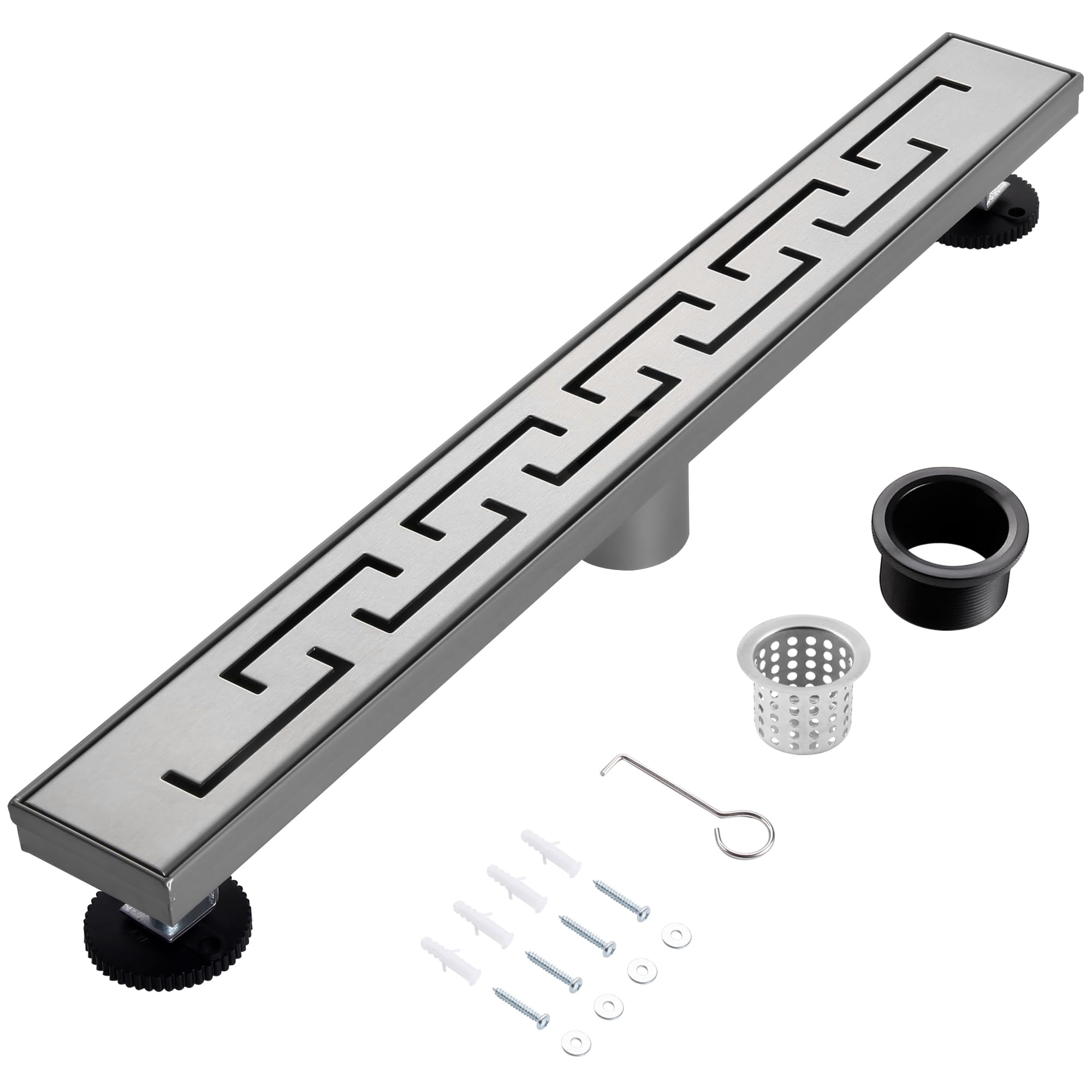 muschbath 24 Inch Linear Shower Drain, Brushed Nickel Shower Drain ...