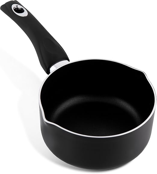 16cm Non-Stick Milk Pan with Soft Touch Handle, Double Pouring Spouts ...