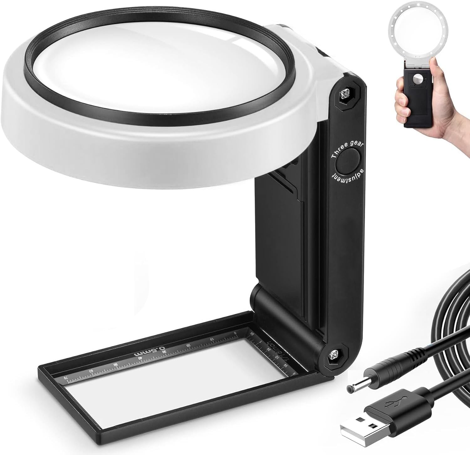 Amazon.com: Magnifier with Light and Stand, Folding Fresnel Magnifying ...
