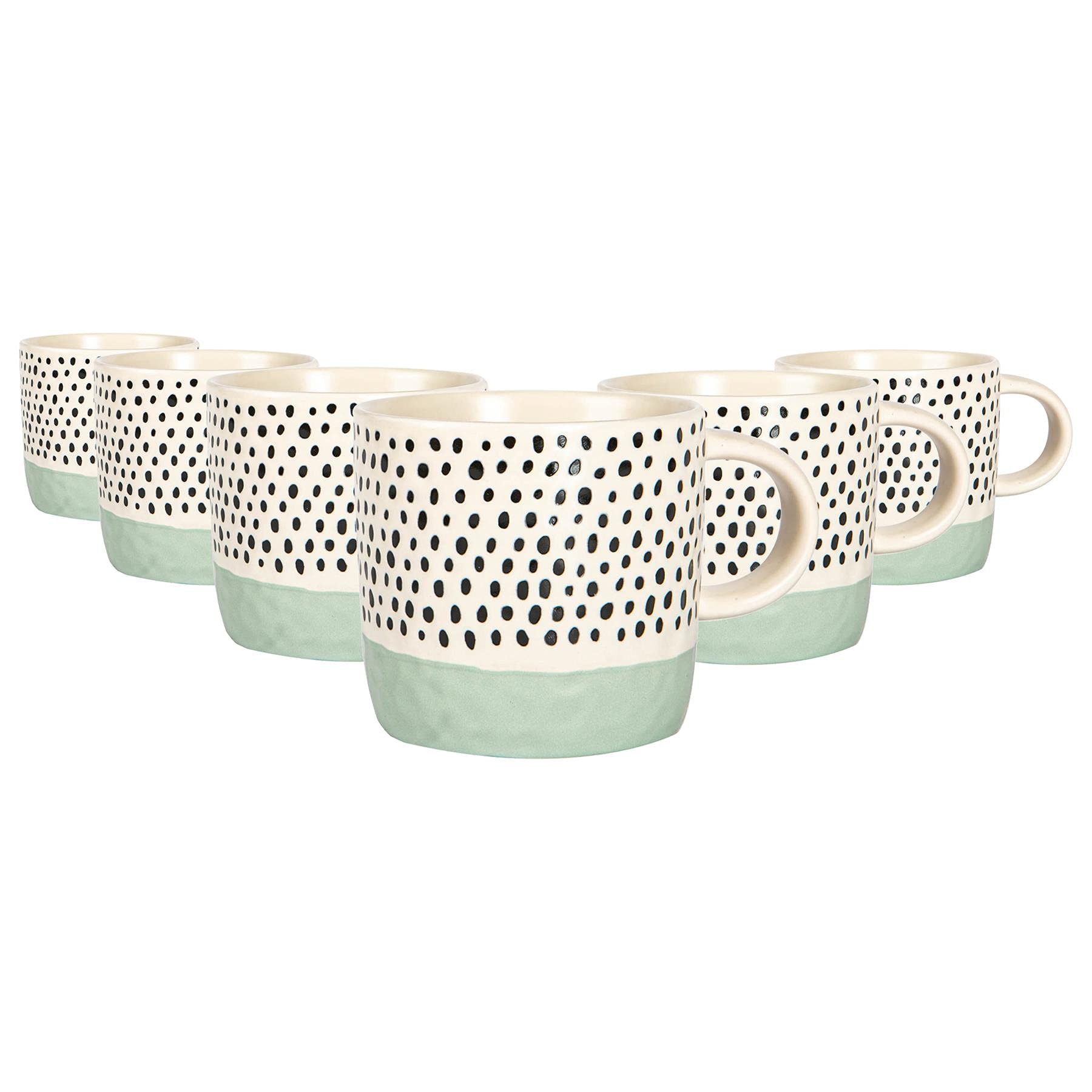 Nicola Spring 6x Blue 385ml Dipped Dotty Stoneware Coffee Mugs - Large ...