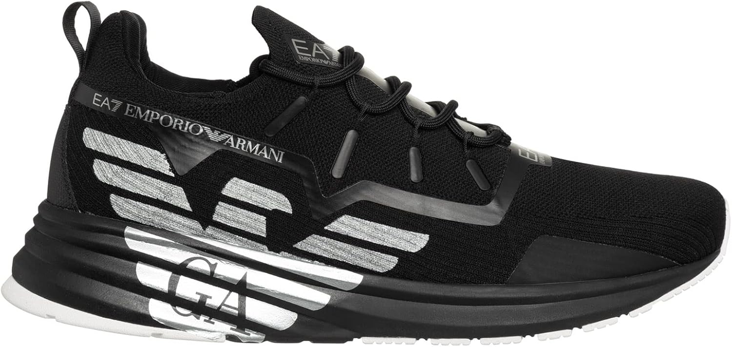 Amazon.com | Emporio Armani EA7 Men Sneakers Triple Black - Silver | Shoes