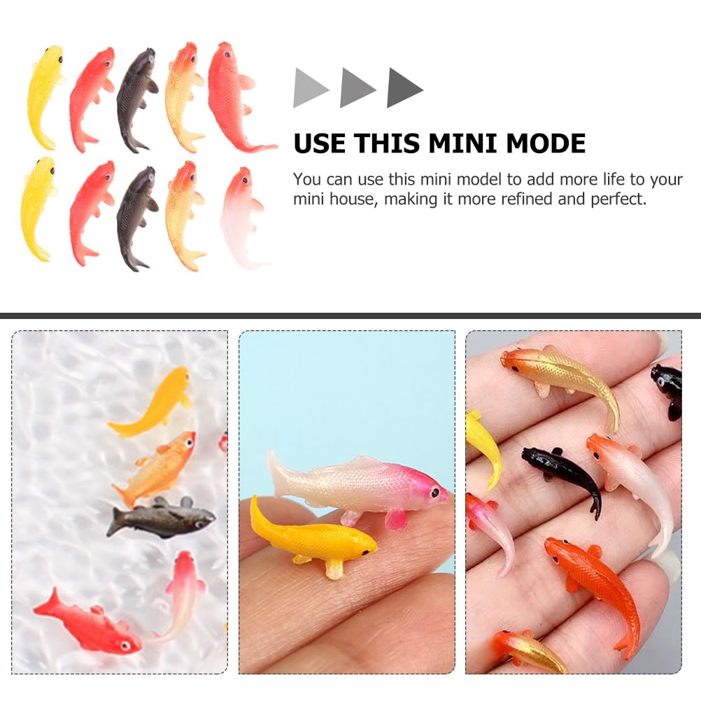 ibasenice 10pcs Mini Simulation Koi Model Miniature Resin Goldfish ...