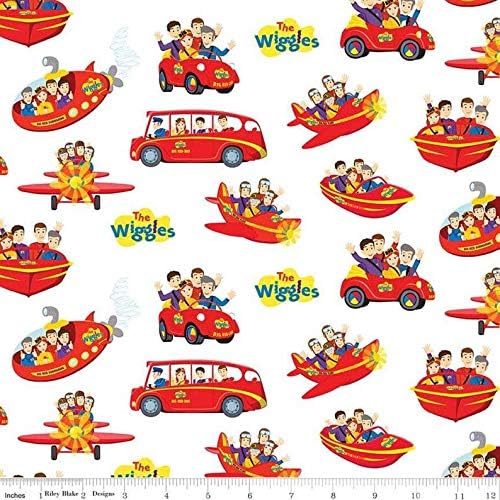Amazon.com: Riley Blake Wiggles Fabric Ready Steady Wiggle in White ...