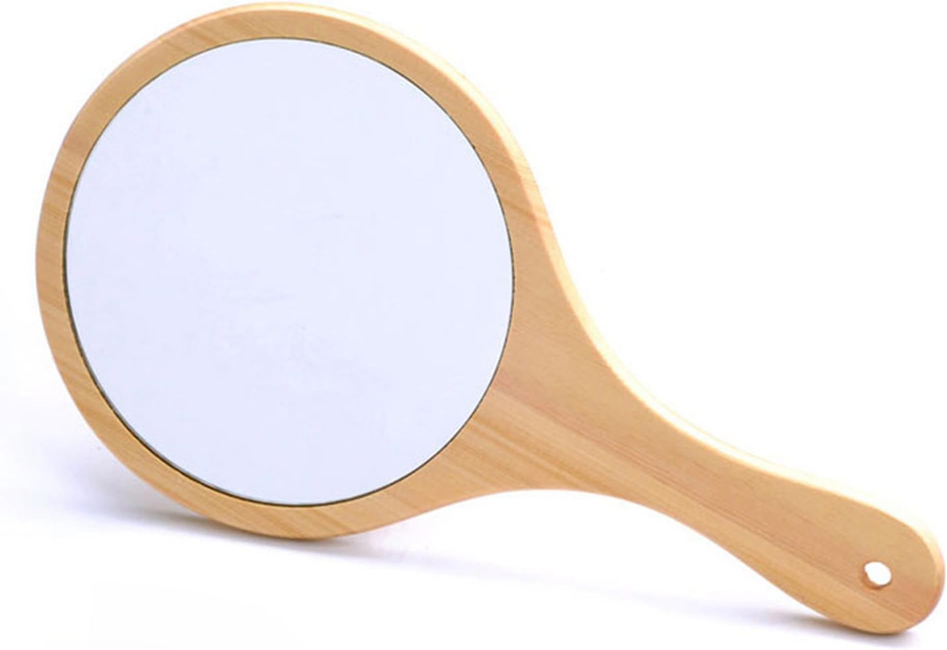 Amazon.com: TOF&HAMY Small Handle Hand Mirror With Wooden Frame ...