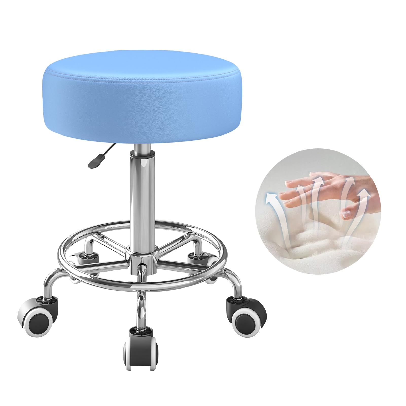 Amazon.com: Rolling Stool, Heavy Weight Capacity 250lb, PU Leather ...