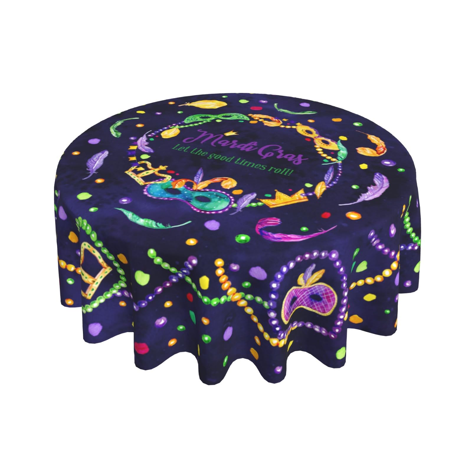 Amazon.com: Cozywisper Mardi Gras Round Tablecloth 60 Inch Masquerade ...