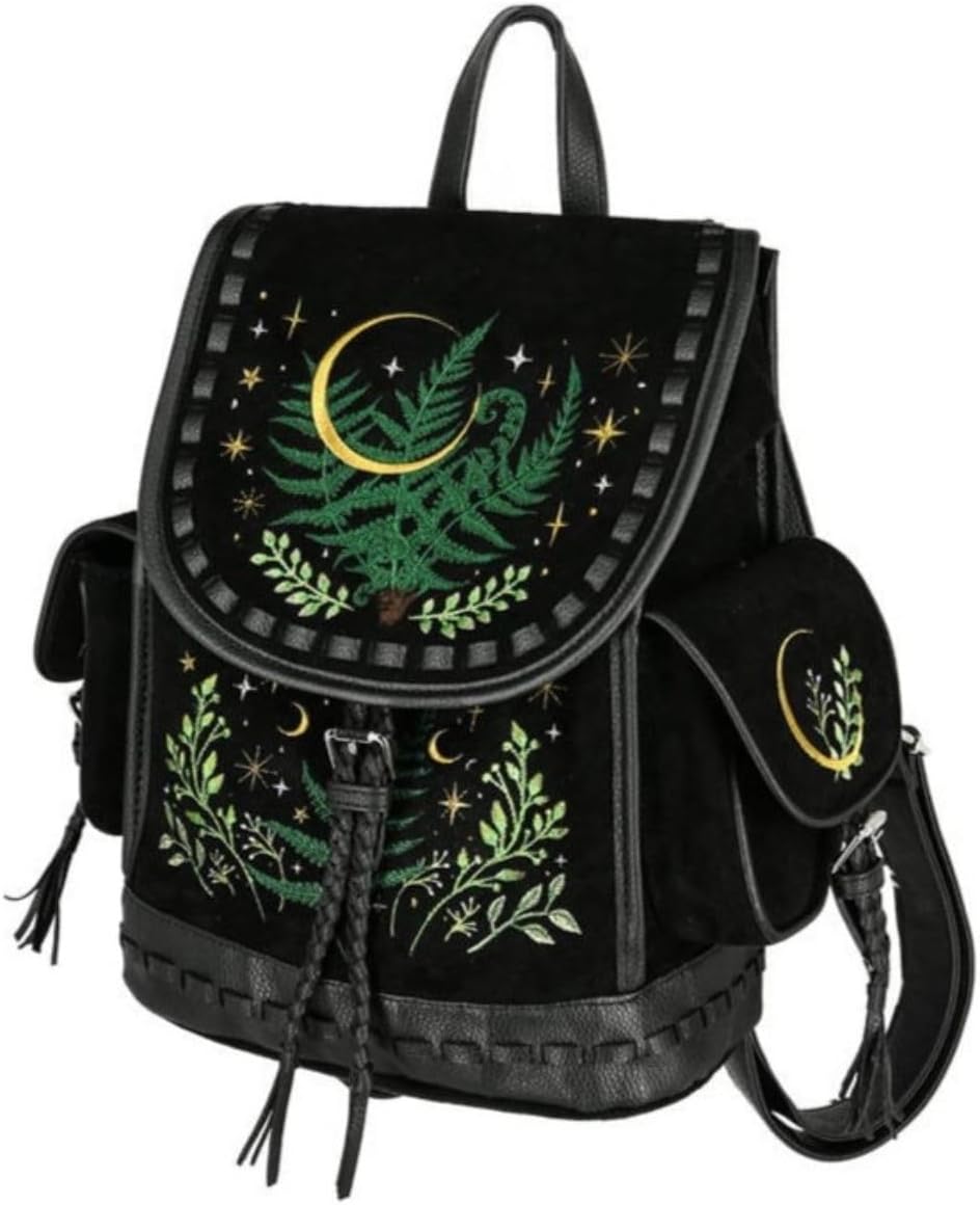 Amazon.com | Restyle Herbal Backpack Witchy Stars Moon Fern Leaf Fairy ...