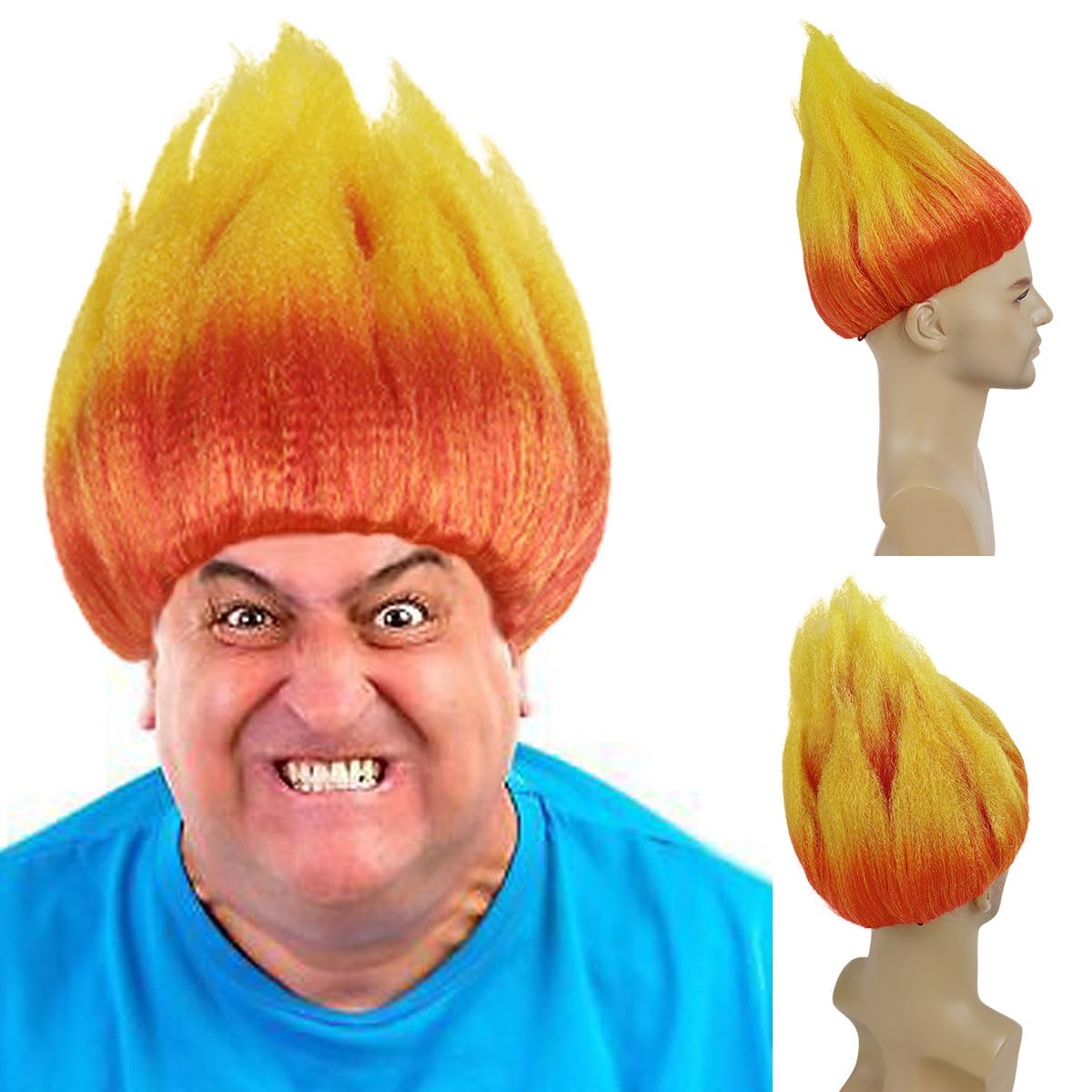 Amazon.com : GNIMEGIL Anger Wigs with Tie Cosplay Heat Miser Halloween ...