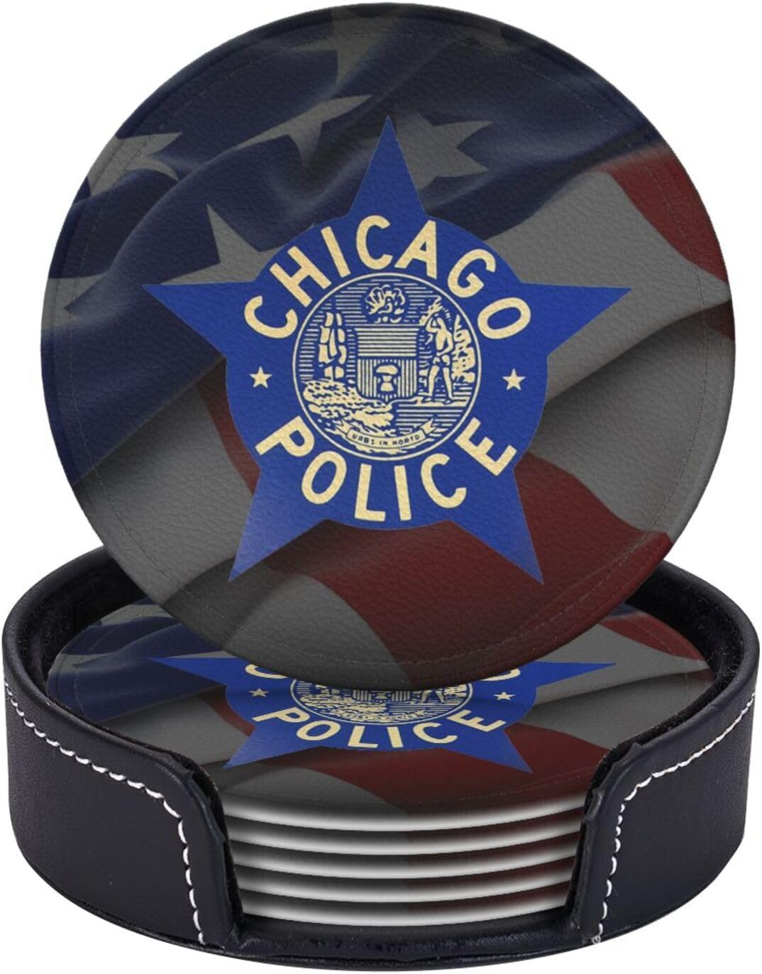 Amazon.com: Chicago Police Funny Coasters Profile Novelty Leather ...