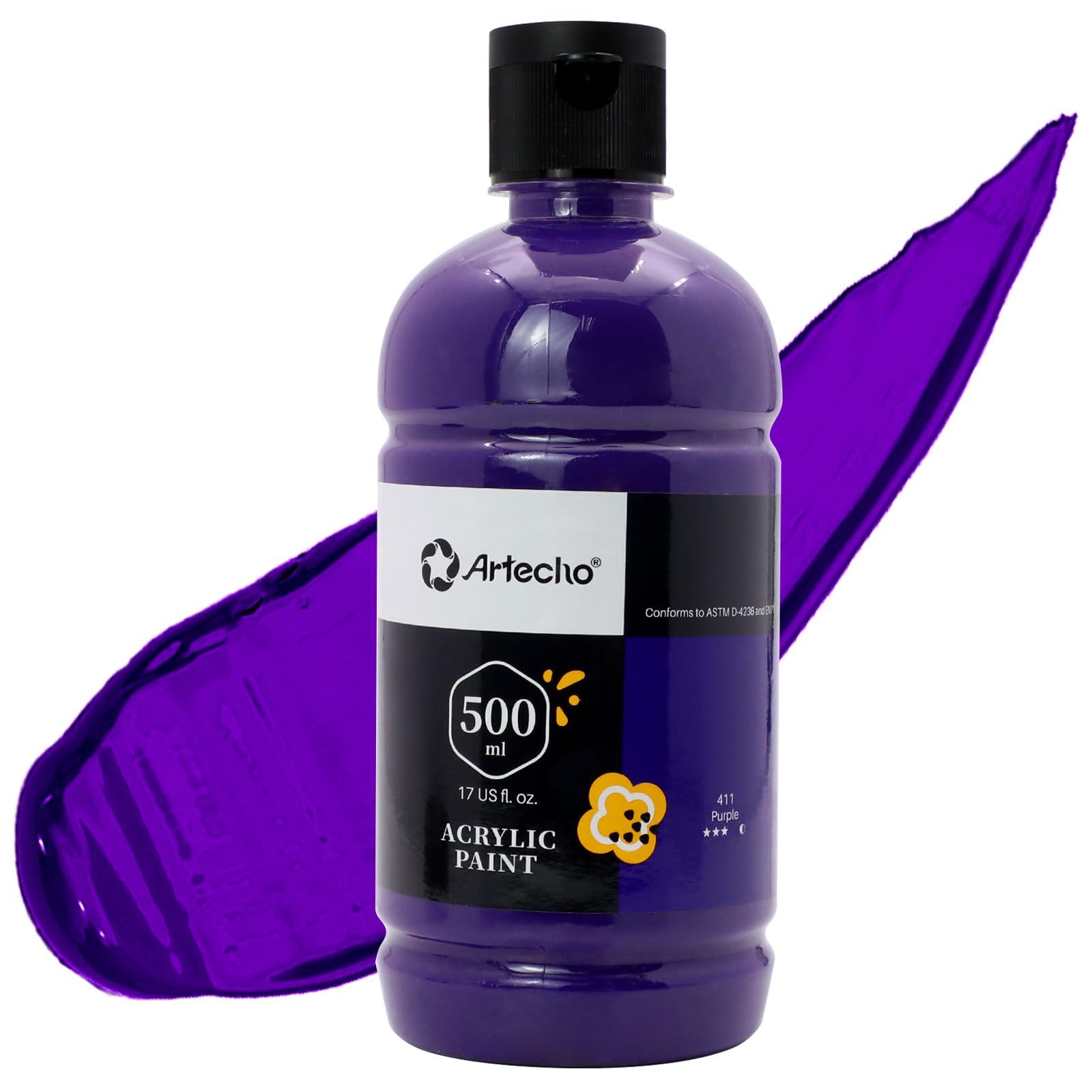 Amazon.com: Artecho Purple Acrylic Paint Large Bottle 500ml / 17oz ...