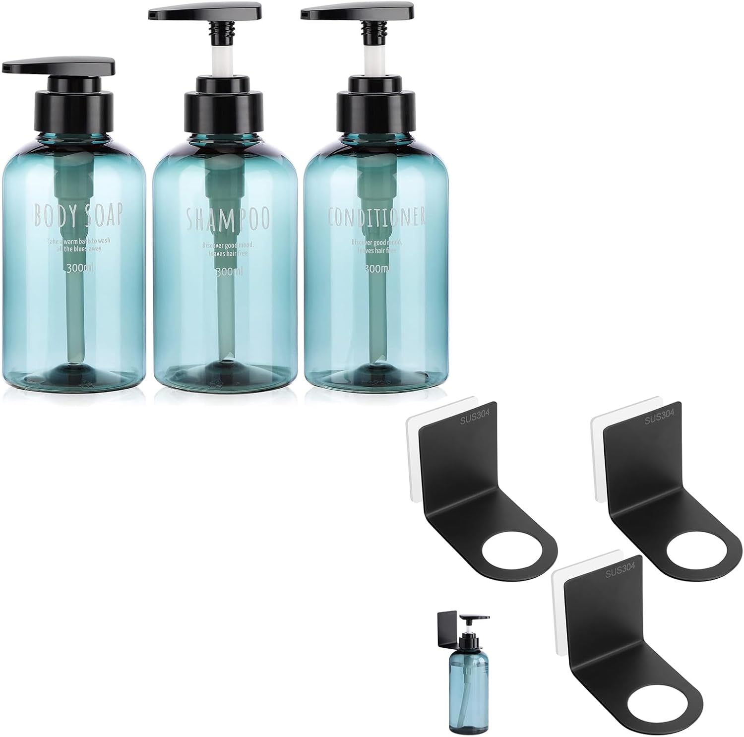 Amazon.com: Segbeauty Shampoo and Conditioner Dispensers & Adhesive ...