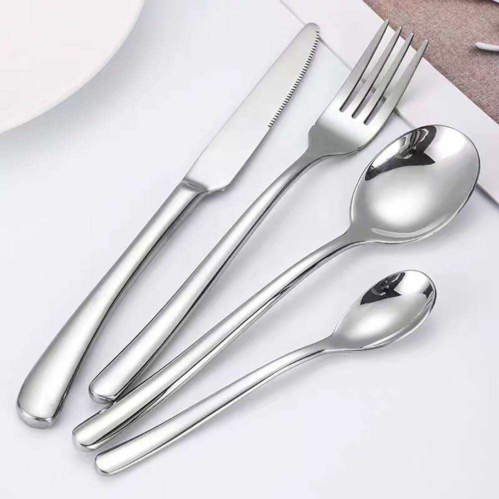 Amazon.com | Silverware Set for 6 Luxury Beautifully Rounded Handle ...