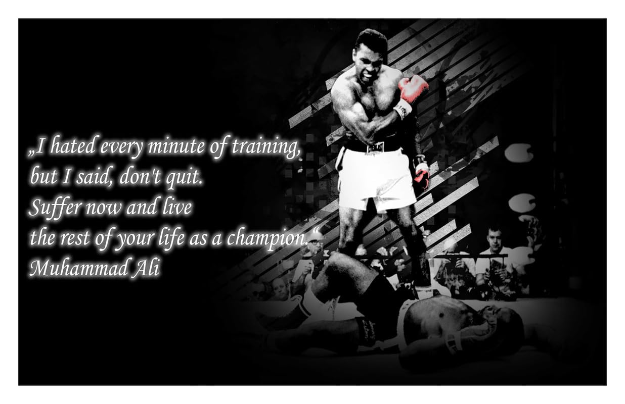 HK PRINTS Muhammad Ali Gym Motivational Wall Poster for Room (12x18 ...