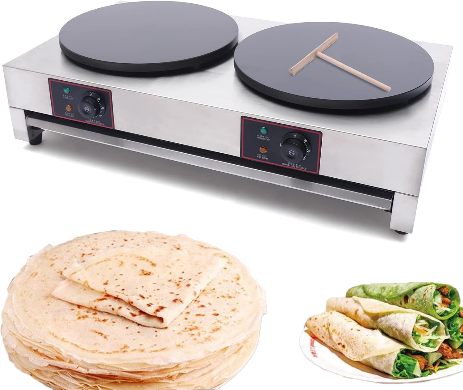 Amazon.com: Electric Crepe Maker, Stainless Steel Pancake Griddle with ...