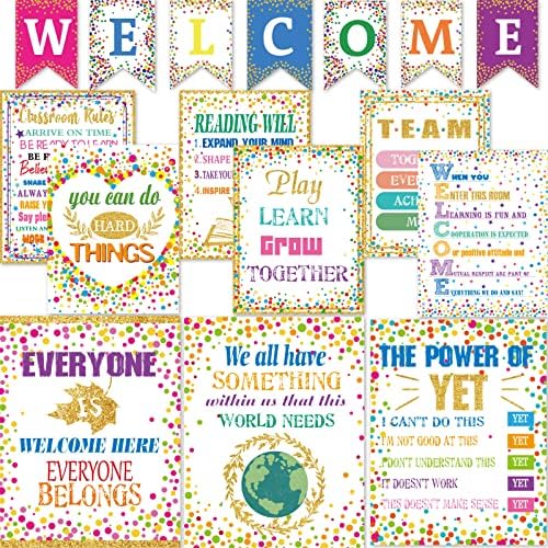 Amazon.com : 17 Pieces Confetti Classroom Motivational Posters Welcome ...