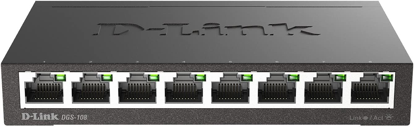 D-Link 8 Port Gigabit Unmanaged Metal Desktop Switch, Plug And play ...