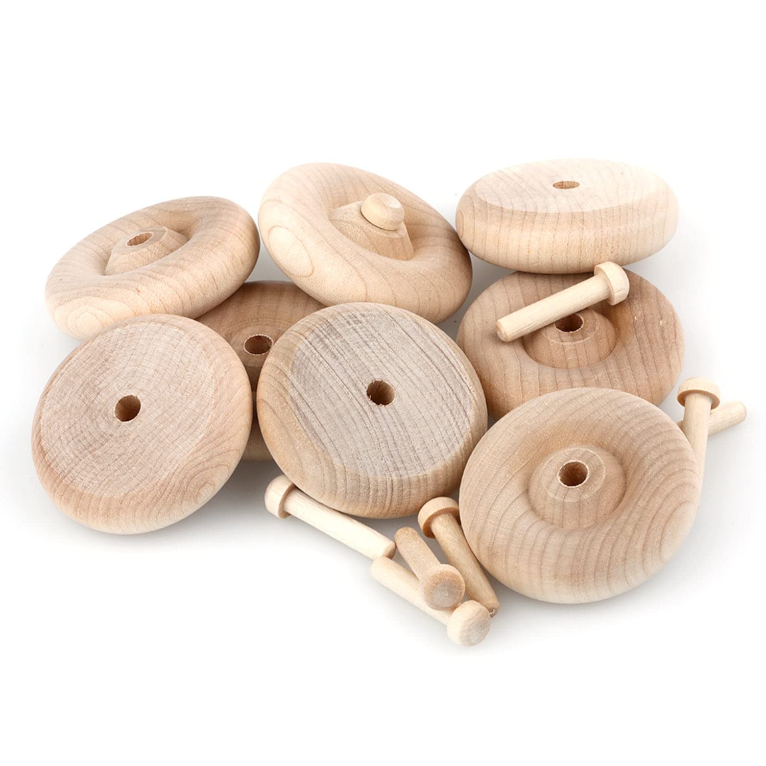 Oakcrafts 50mm / 2.0" Wooden Wheel - Pack of 8 Including axles : Amazon ...