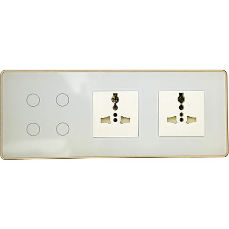 LUMI Smart WiFi Touch Switch 4 Way Button + 1 Socket (Golden Frame ...