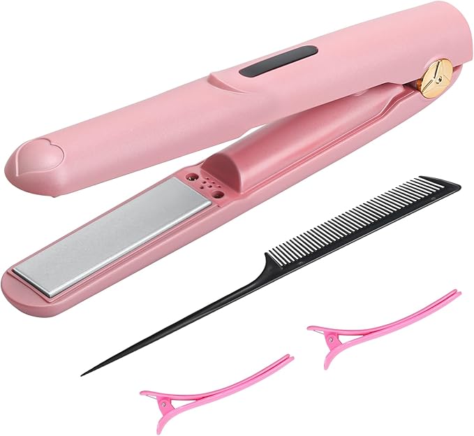 Wireless Hair Straightener, 2 in 1 Battery Straightener and Curler, USB ...