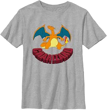 Amazon.com: Pokemon Kids Base Set Charizard Boys Short Sleeve Tee Shirt ...