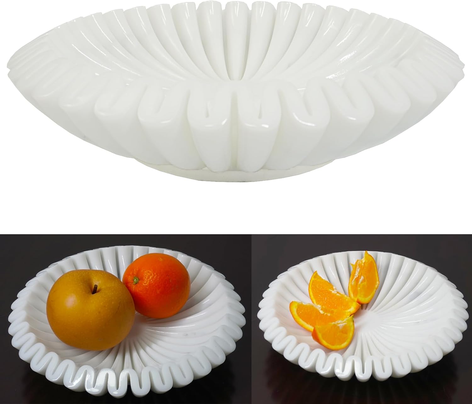 Amazon.com: S-SNAIL-OO 10" Handcrafted Marble Ruffle Bowl, Decorative ...