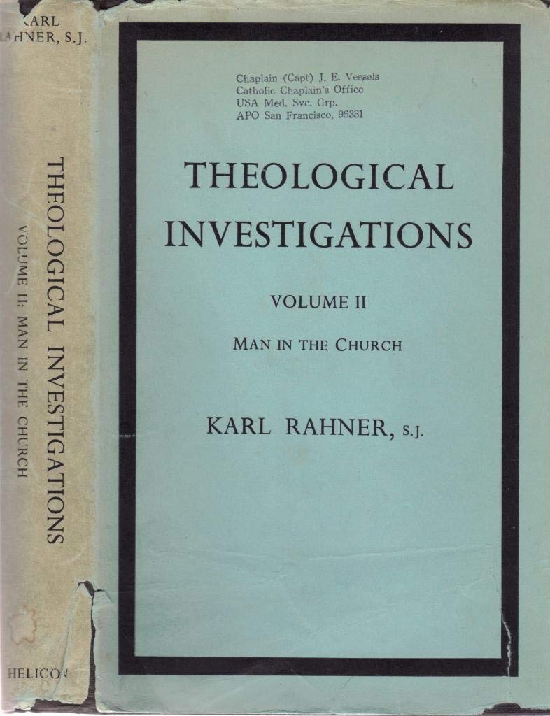 Amazon.com: Theological Investigations, Volume II: Man in the Church ...