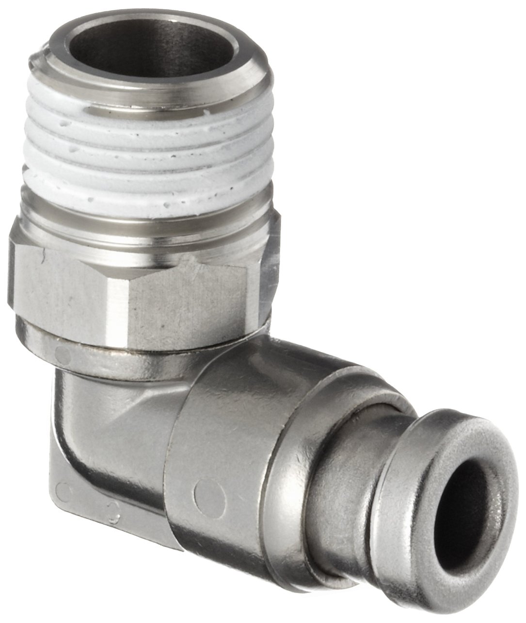 SMC KQG2 Series Stainless Steel 316 Push-to-Connect Tube Fitting, 90 Degree Elbow with Sealant ...