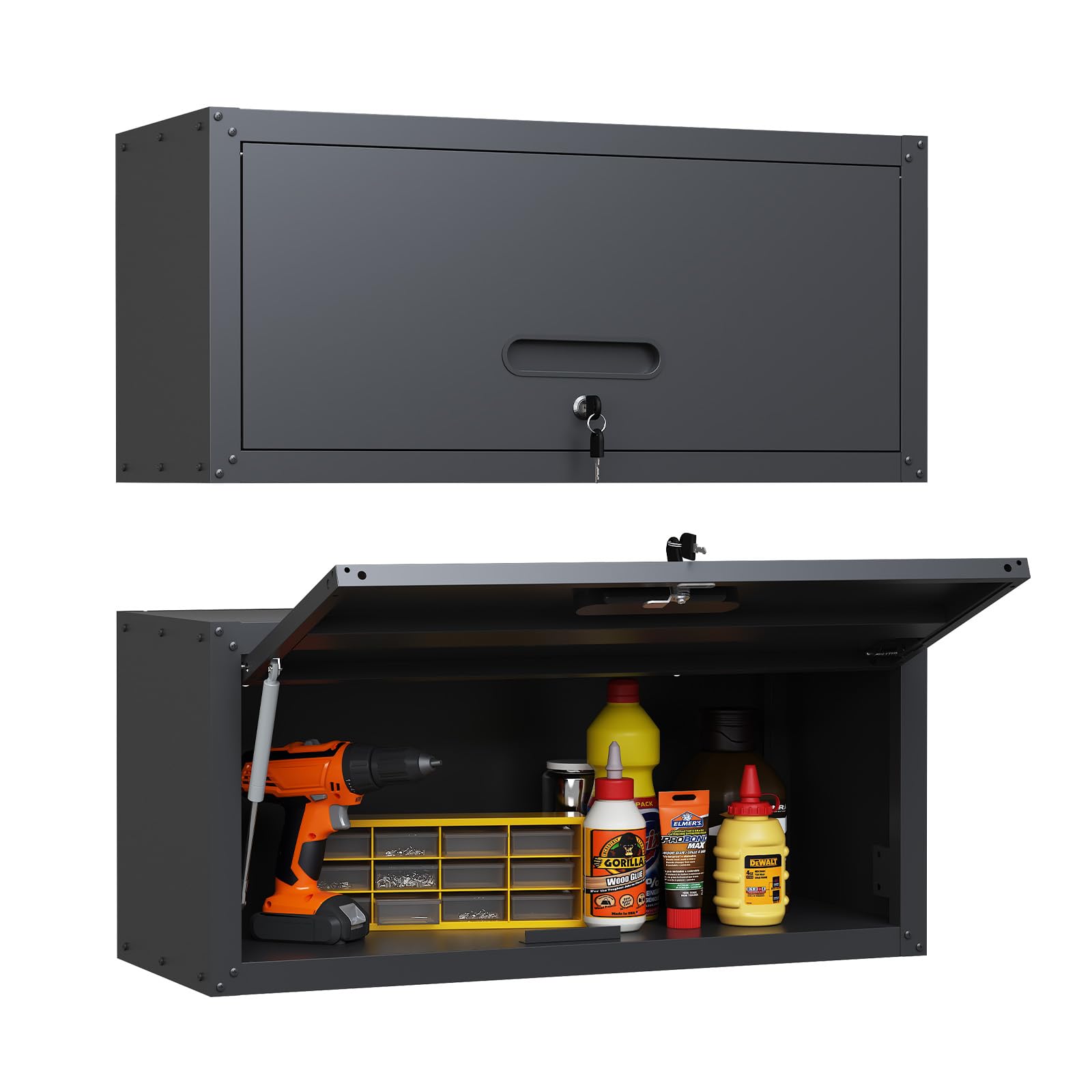 Snapklik.com : FLIXELIO Metal Garage Black Wall Cabinet