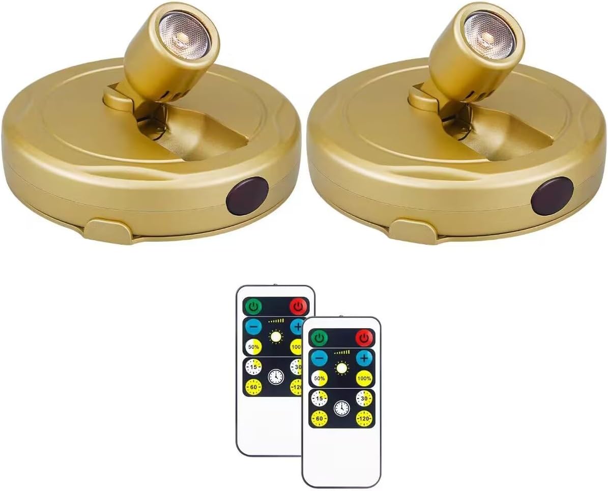 2Pack Wireless Battery Spotlight Indoor for Plants with Remote, Led ...