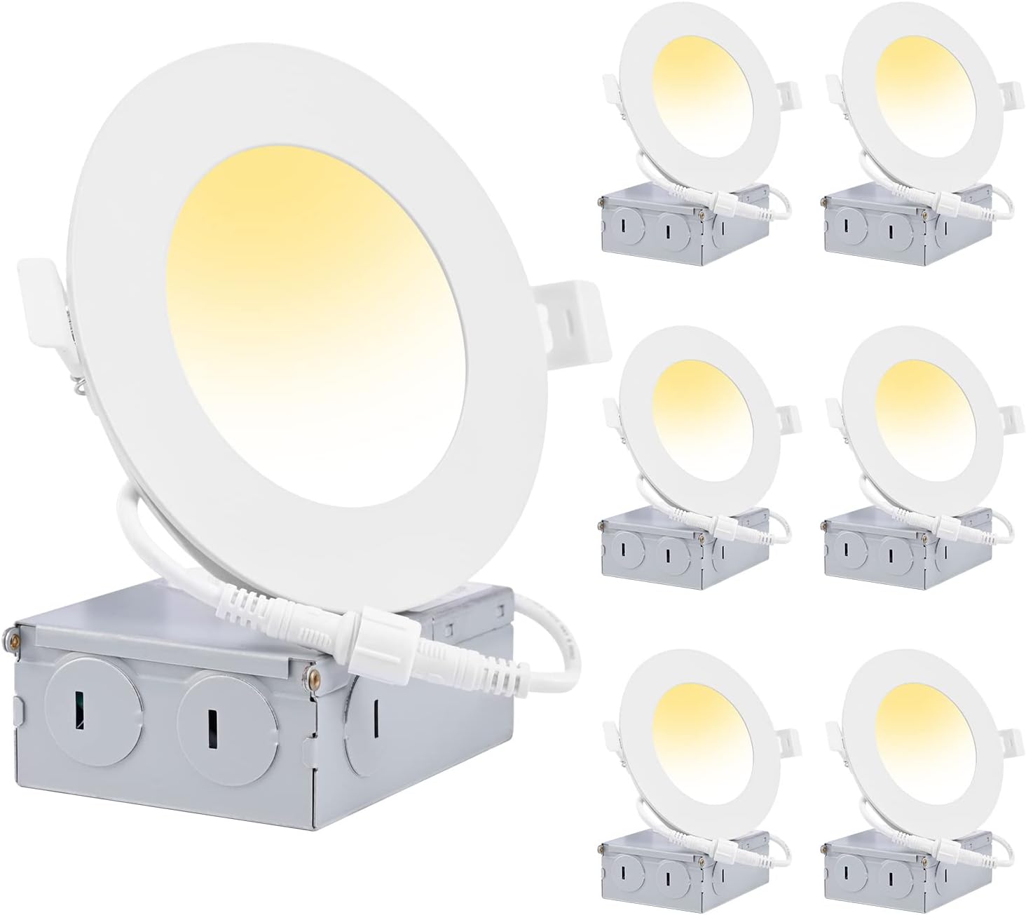 ETLCCT LIGHT 3CCT 6 Pack 4 Inch Dimmable 9W LED Recessed Slim Pot ...