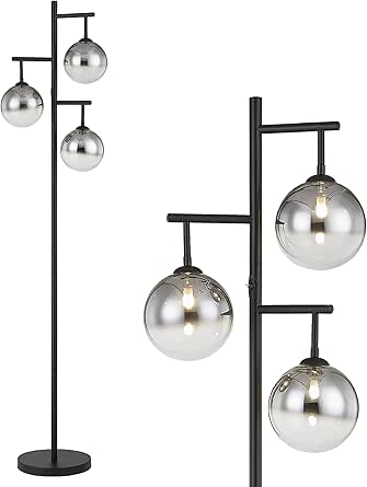 WOXXX Industrial Floor Lamp for Living Room, Black Tree Floor Lamp with ...