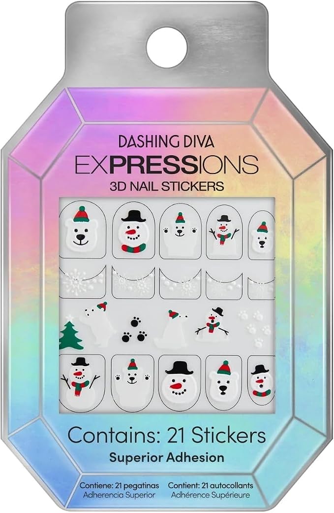 Amazon.com: Dashing Diva Expressions 3D Nail Stickers - Tundra Fun ...