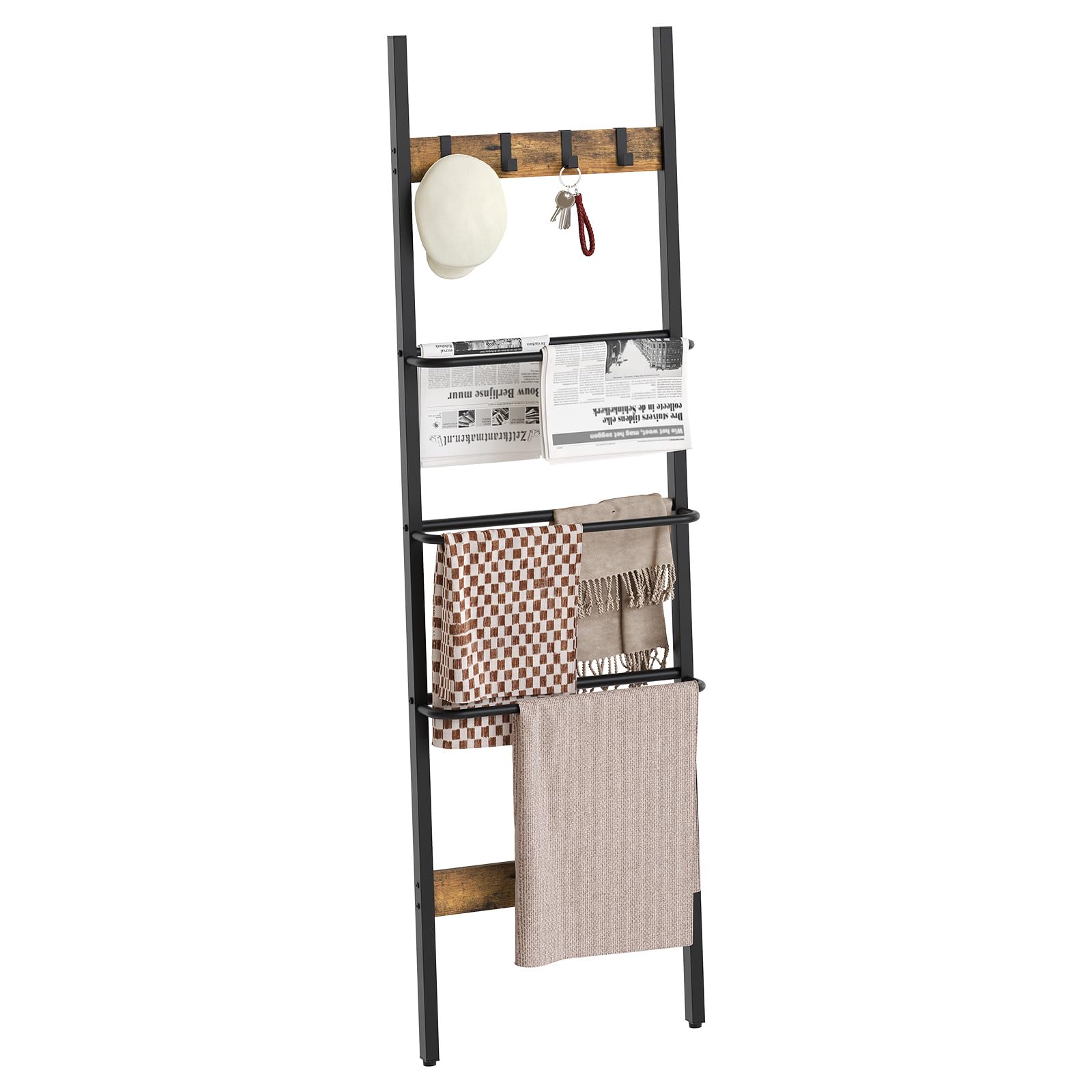 Amazon.com: YATINEY Blanket Ladder, 5-Tier Towel Rack with 4 Removable ...