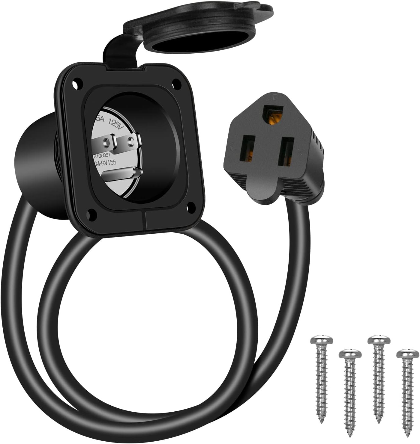 Amazon.com : BEBOBLY 15 Amp AC Port Plug, 125V Power Inlet Socket with ...