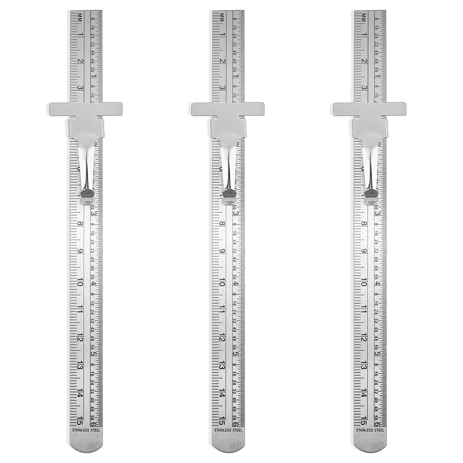 Hariendny 3 Pack 6 Inch Metal Pocket Ruler with Detachable Clips ...