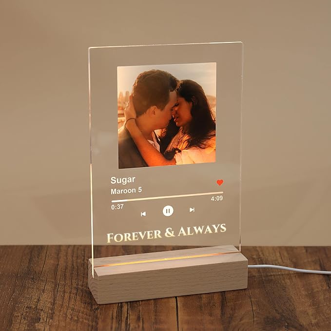 Amazon.com: Custom Acrylic Song Plaque, Personalized LED Album Cover ...